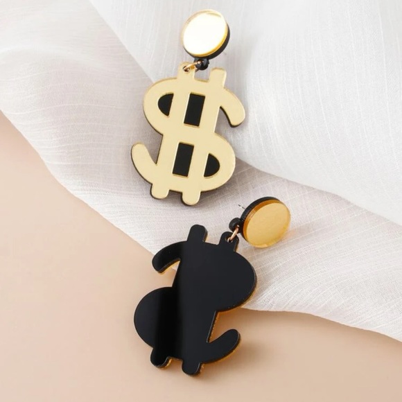 Kathrono | Jewelry | Awesome Oversized Metallic Dollar Sign Money Stud ...